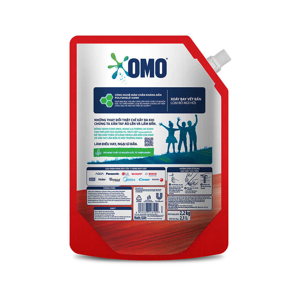 UShop. Nước giặt OMO Matic Cửa Trên Túi 2.2KG - Tặng NRC Sunlight 370g